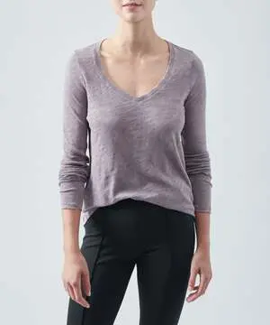 ATM Anthony Thomas Melillo Anthony Thomas Melillo Slub Jersey Long Sleeve V-Neck T-Shirt Prune