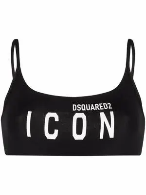 Dsquared2 Logo Print Sports Bra - Black
