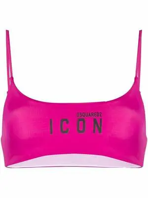Dsquared2 Logo Print Bikini Top - Pink