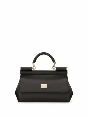 Dolce & Gabbana Mini Sicily Handbag In Dauphine Calfskin - Black