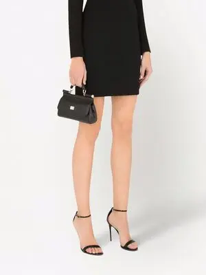 Dolce & Gabbana Mini Sicily Handbag In Dauphine Calfskin - Black