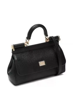 Dolce & Gabbana Mini Sicily Handbag In Dauphine Calfskin - Black