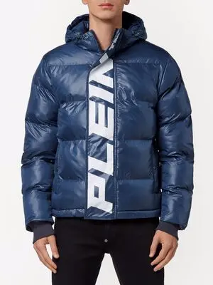 Philipp Plein Padded Long-sleeve Logo Jacket - Blue
