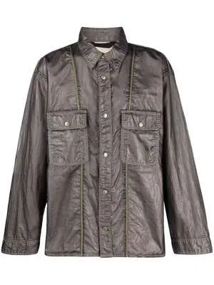 DIESEL® Metallic Shirt Jacket With Contrast Stitching
