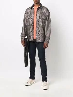 DIESEL® Metallic Shirt Jacket With Contrast Stitching