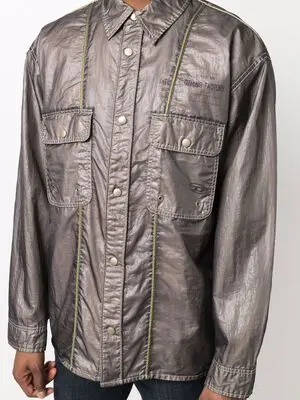 DIESEL® Metallic Shirt Jacket With Contrast Stitching