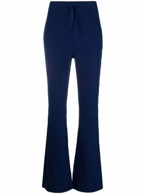 Alberta Ferretti Ribbed-knit Flared Trousers - Blue