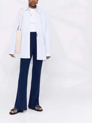Alberta Ferretti Ribbed-knit Flared Trousers
