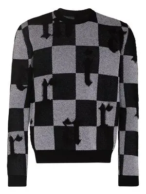 Amiri Checked Two-tone Cashmere Jumper - Black