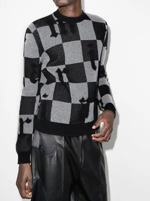 Amiri Checked Two-tone Cashmere Jumper