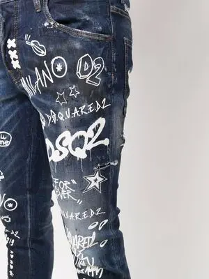 Dsquared2 Cartoon Print Slogan Jeans In Blue - 55% Off | Editorialist