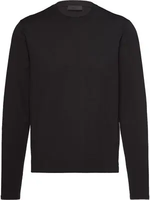 Prada Embroidered Logo Long-sleeve T-shirt - Black