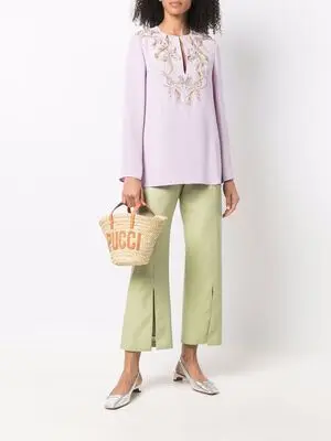 Emilio Pucci Farfalle Embroidered Long-sleeve Top