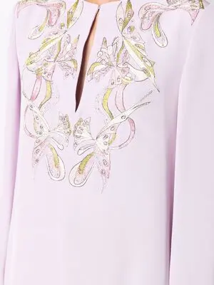Emilio Pucci Farfalle Embroidered Long-sleeve Top