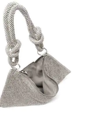 Cult Gaia Crystal-embellished Knotted Shoulder Bag - Silver