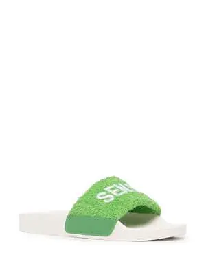 Senso Elly Logo-embroidered Slides - Green