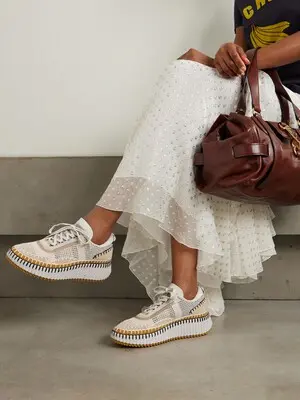 Chloé Nama Embroidered Sneakers - Neutrals