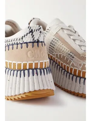 Chloé Nama Embroidered Sneakers - Neutrals