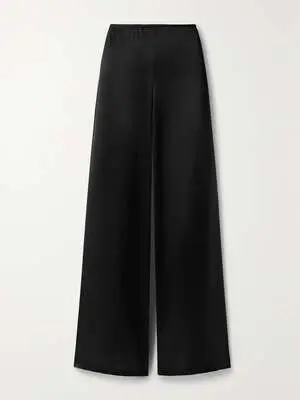 LESET Barb Satin Wide-leg Pants - Black