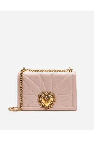 Dolce & Gabbana Large Devotion Bag In Quilted Nappa Leather Pink