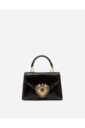 Dolce & Gabbana Small Devotion Bag In Python Skin - Black