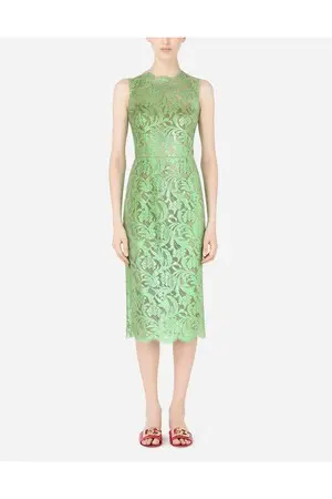 Dolce & Gabbana Laminated Lace Calf-length Dress
