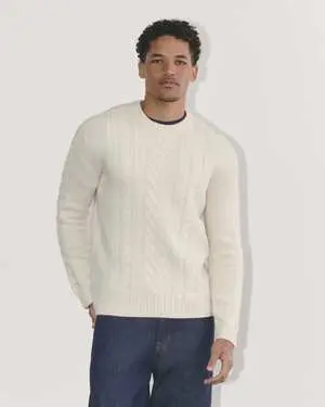 Everlane Felted Merino Cable-knit Crew Neck Sweater - Bone