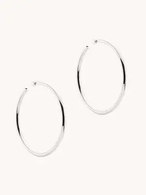 JENNIFER FISHER 2.5" Hoop Earrings - Rhodium Plated Brass With 14kt Gold Post