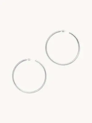 JENNIFER FISHER 2.5" Hoop Earrings - Rhodium Plated Brass With 14kt Gold Post