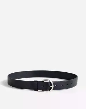 Madewell Medium Perfect Leather Belt - True Black With Silver