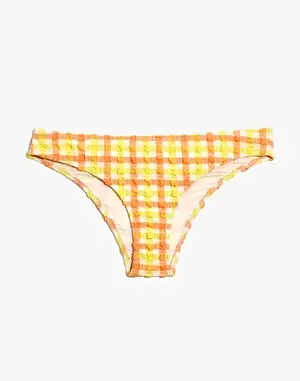 Madewell X Solid & Striped® Paloma Bikini Bottom In Seersucker Gingham - Cantaloupe,lemon Zest