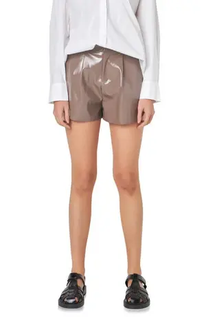 GREY LAB Faux Leather High-waist Shorts - Mocha
