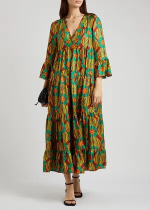 La DoubleJ Jennifer Jane Printed Silk-twill Midi Dress
