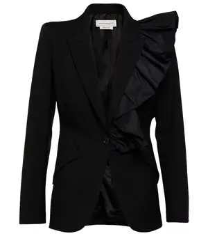 Alexander McQueen Ruffle-trimmed Wool Blazer