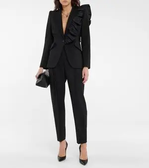 Alexander McQueen Ruffle-trimmed Wool Blazer