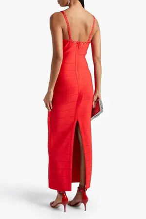Herve Leger Crystal-embellished Bandage Maxi Dress - Red