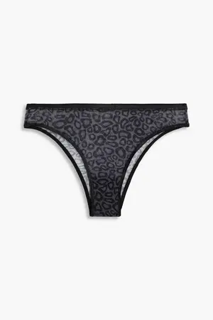Cosabella Soire Confidence Leopardprint Stretchmesh Lowrise Briefs - Black