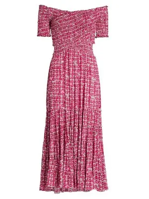 Poupette St Barth Women's Soledad Ruched Midi-Dress - Pink Hyeres  - Pink Hyeres