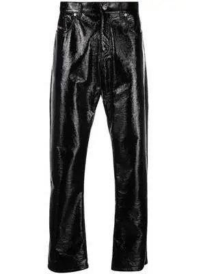 DIESEL® Crinkled-effect Vinyl Straight-leg Trousers