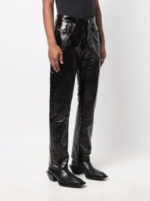 DIESEL® Crinkled-effect Vinyl Straight-leg Trousers