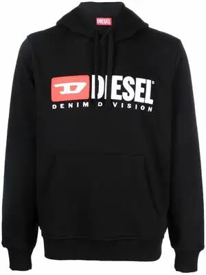 DIESEL® S-ginn-hood-div Logo-appliqué Hoodie - Black