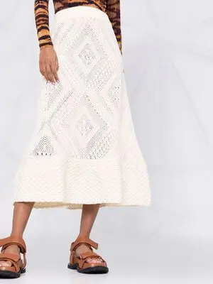 JIL SANDER Open-knit Patterned Midi Skirt