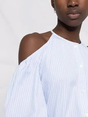Stella McCartney Striped Cold-shoulder Blouse