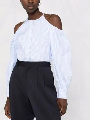 Stella McCartney Striped Cold-shoulder Blouse