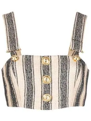 Balmain Striped Cropped Top