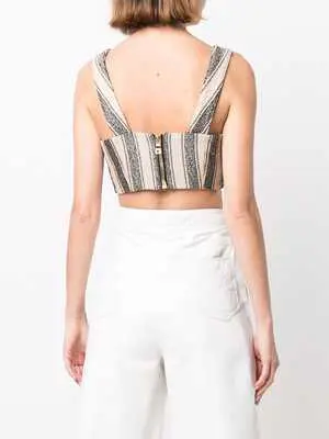 Balmain Striped Cropped Top
