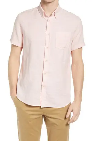 Rails Fairfax Relaxed Fit Short Sleeve Cotton Button-up Shirt Lotus