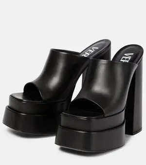 Versace Leather Platform Sandals - Black