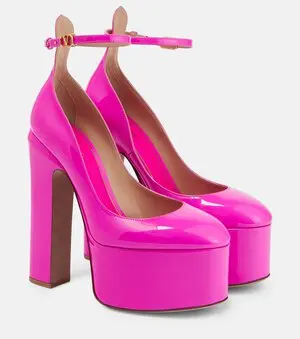Valentino Garavani Tan-go 155 Leather Platform Pumps - Black