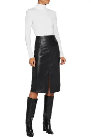 Iris & Ink Emelia Leather Pencil Skirt - Black